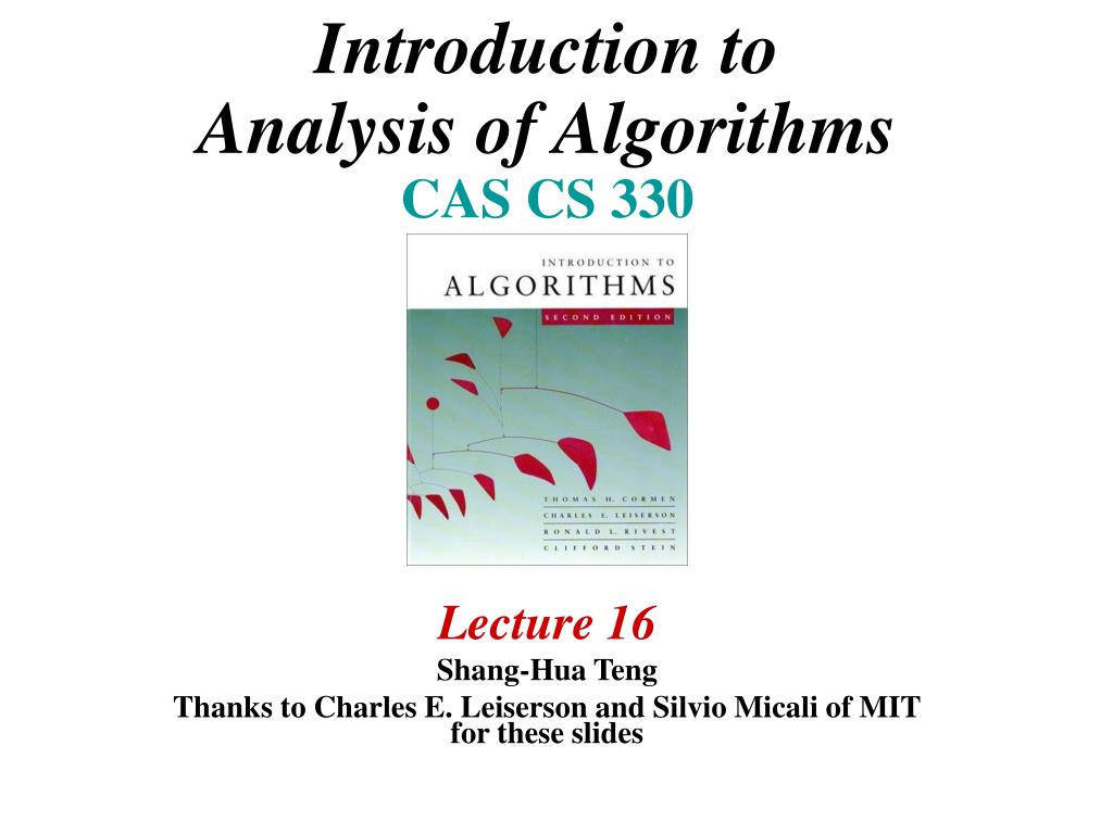 PPT - Introduction to Analysis of Algorithms CAS CS 330 PowerPoint ...