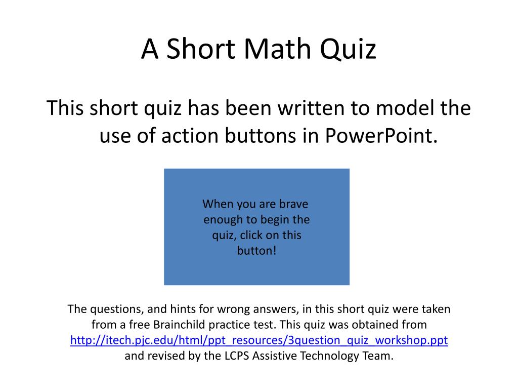PPT - A Short Math Quiz PowerPoint Presentation, free download - ID:5382776