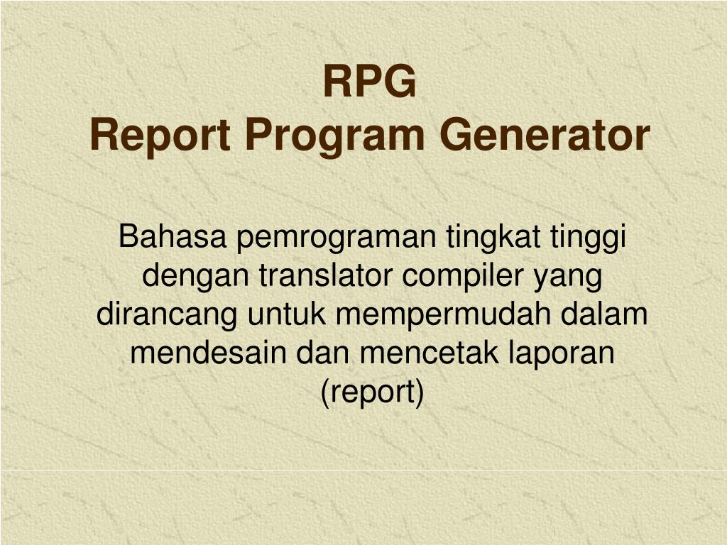 PPT - RPG Report Program Generator PowerPoint Presentation, free download - ID:5385224