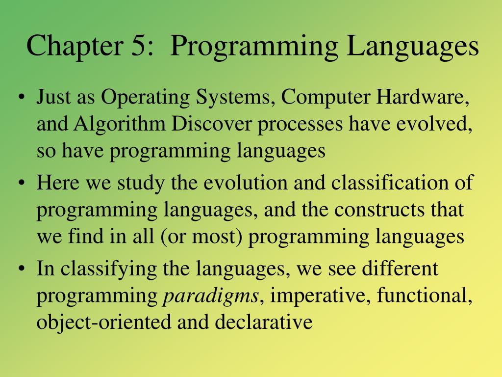 PPT - Chapter 5: Programming Languages PowerPoint Presentation, free ...