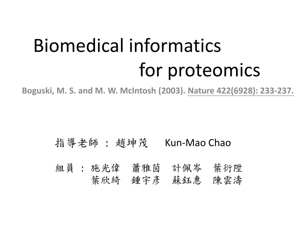 PPT - Biomedical informatics for proteomics PowerPoint Presentation ...