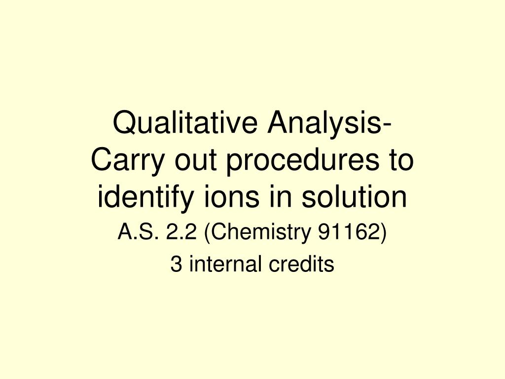 PPT - Qualitative Analysis- Carry out procedures to identify ions in ...