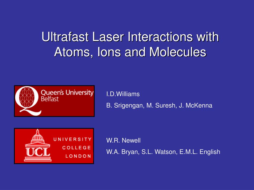 PPT - Ultrafast Laser Interactions with Atoms, Ions and Molecules ...