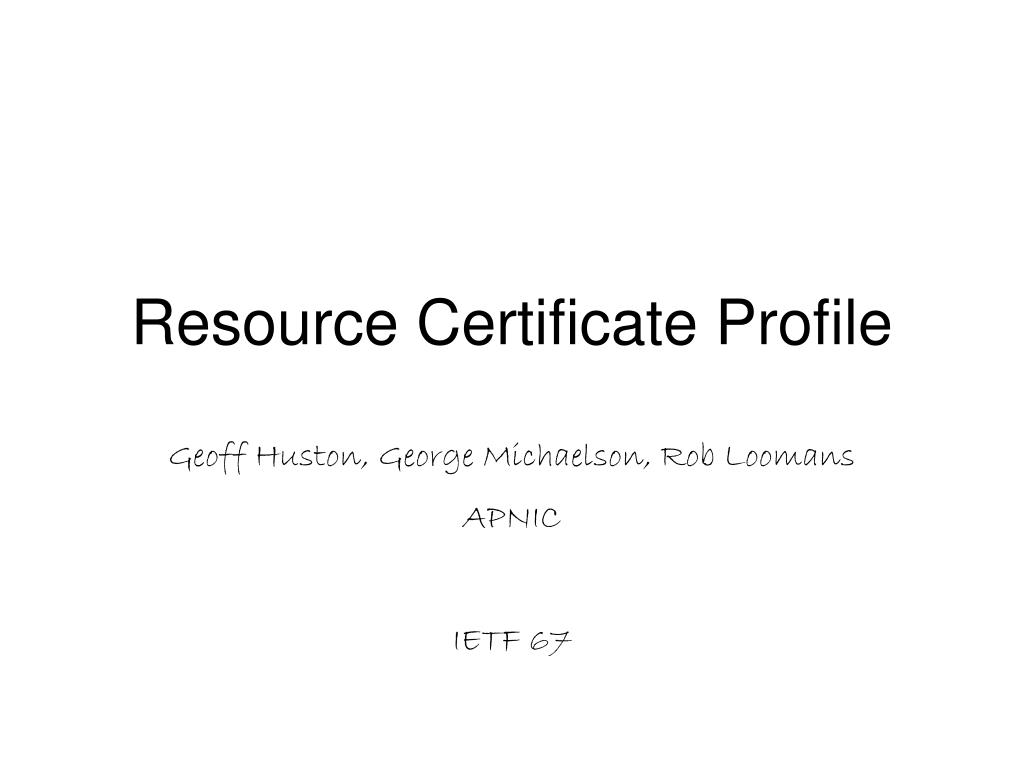 PPT - Resource Certificate Profile PowerPoint Presentation, free ...