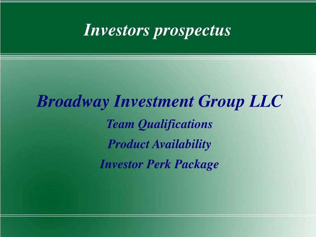 PPT - Investors prospectus PowerPoint Presentation, free download - ID ...