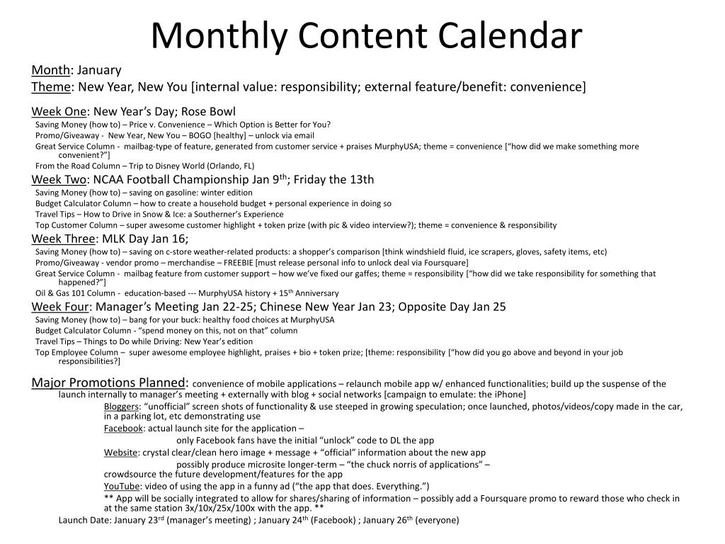 PPT - Monthly Content Calendar PowerPoint Presentation, free download ...