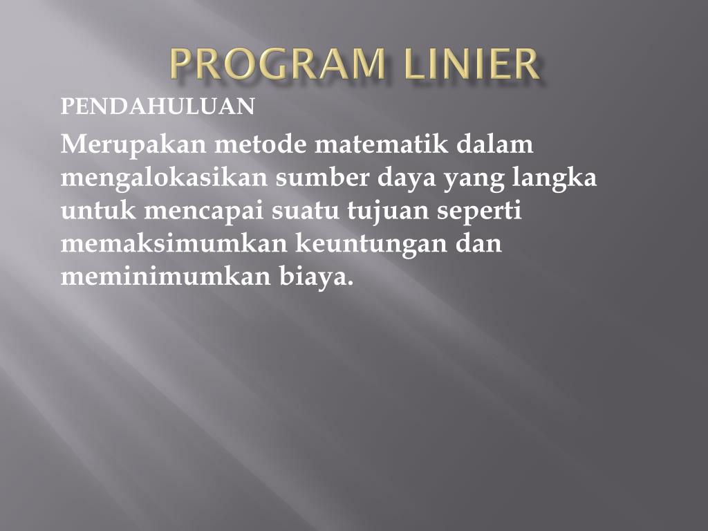 PPT - PROGRAM LINIER PowerPoint Presentation, free download - ID:5424585