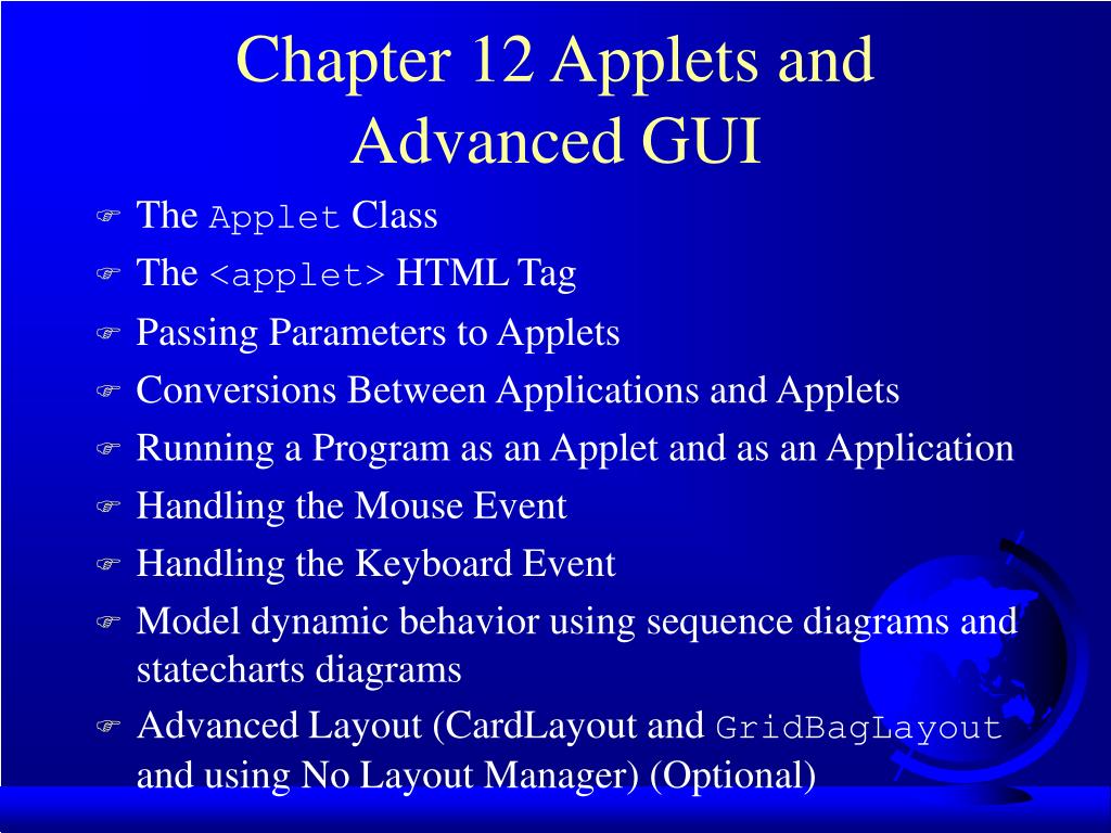 PPT - Chapter 12 Applets and Advanced GUI PowerPoint Presentation, free ...