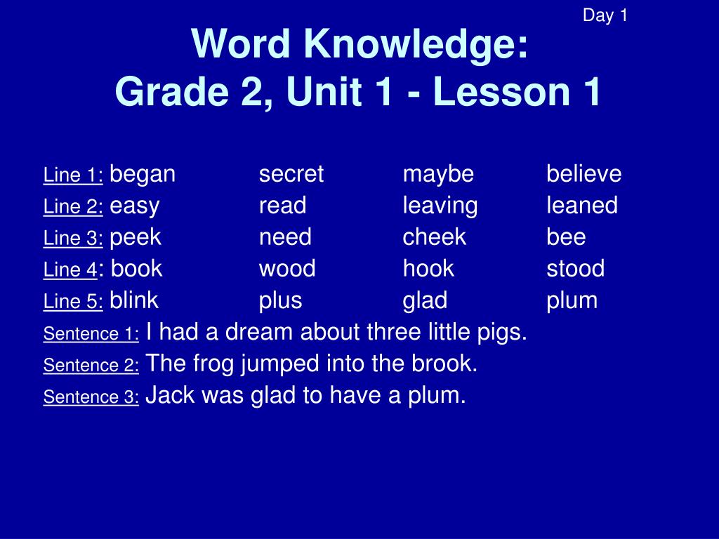 PPT - Word Knowledge: Grade 2, Unit 1 - Lesson 1 PowerPoint ...