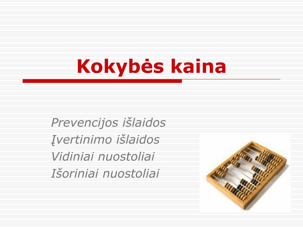PPT - Kokybės kaina PowerPoint Presentation, free download - ID:5428350