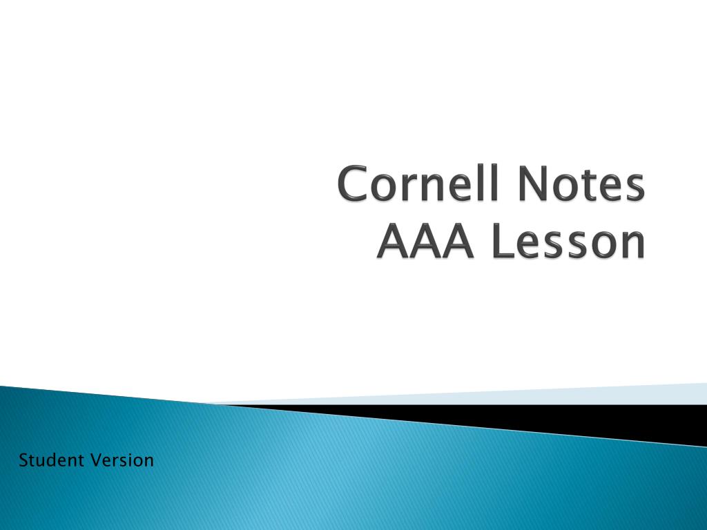 PPT - Cornell Notes AAA Lesson PowerPoint Presentation, free download ...