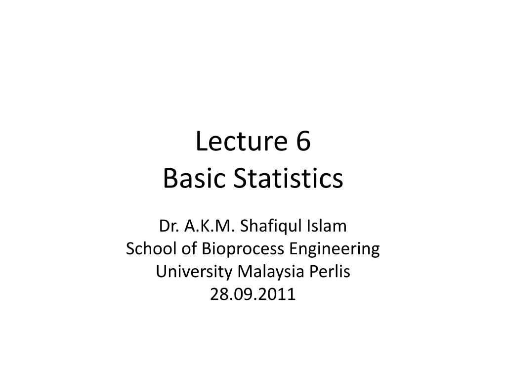 PPT - Lecture 6 Basic Statistics PowerPoint Presentation, free download ...