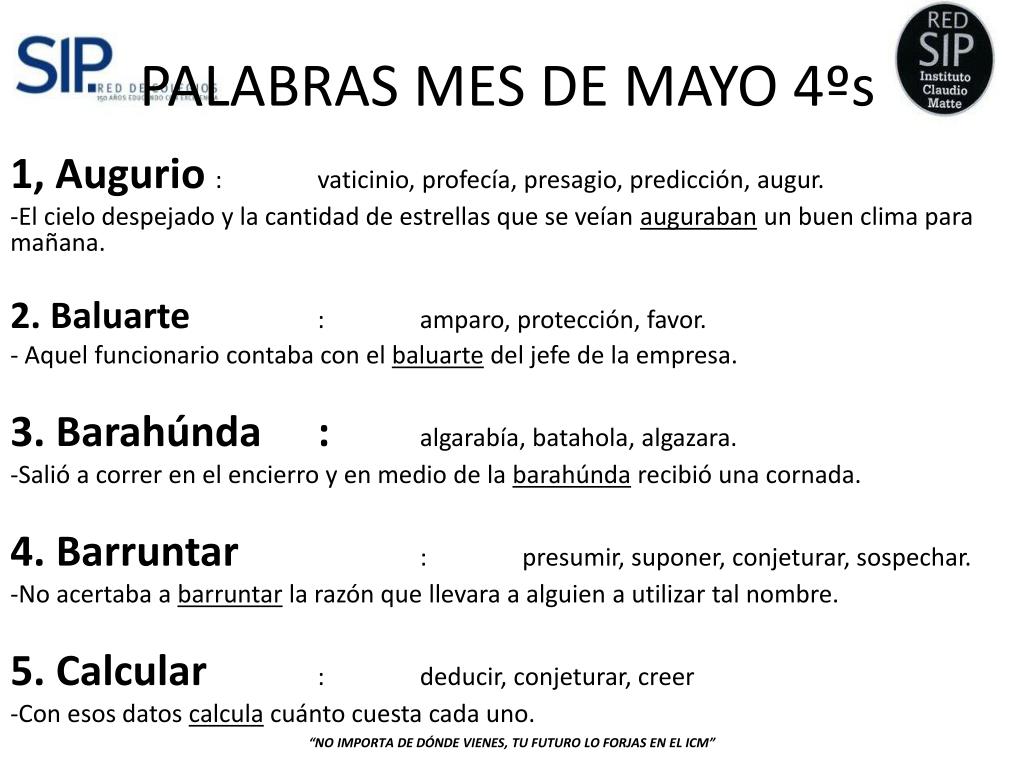 PPT - PALABRAS MES DE MAYO 4ºs PowerPoint Presentation, free download ...