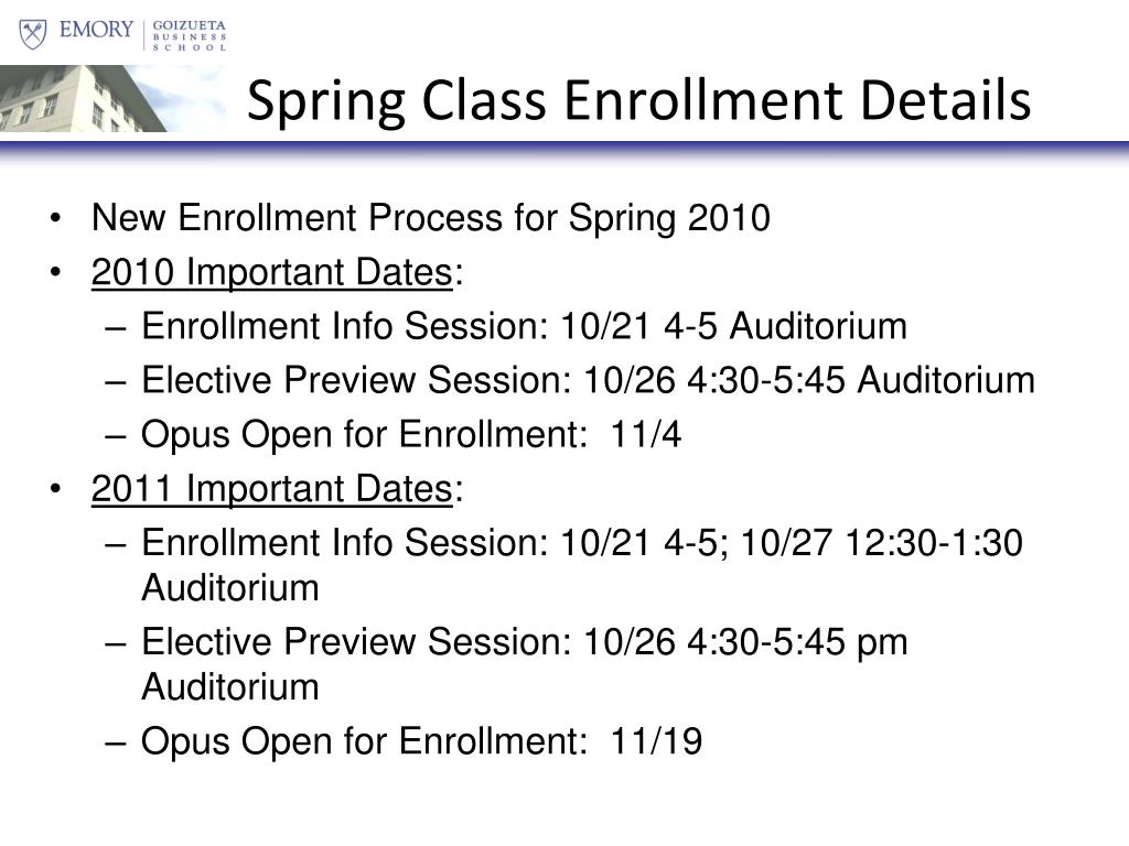 PPT - Spring Class Enrollment Details PowerPoint Presentation, free ...