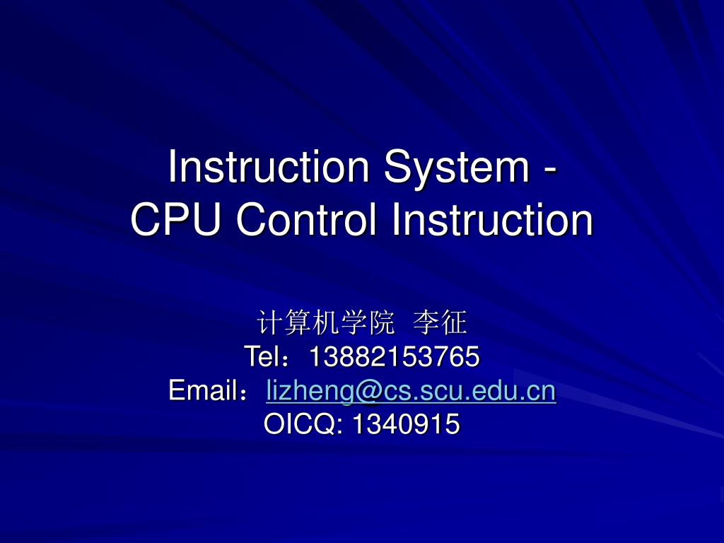 PPT - Instruction System - CPU Control Instruction PowerPoint ...