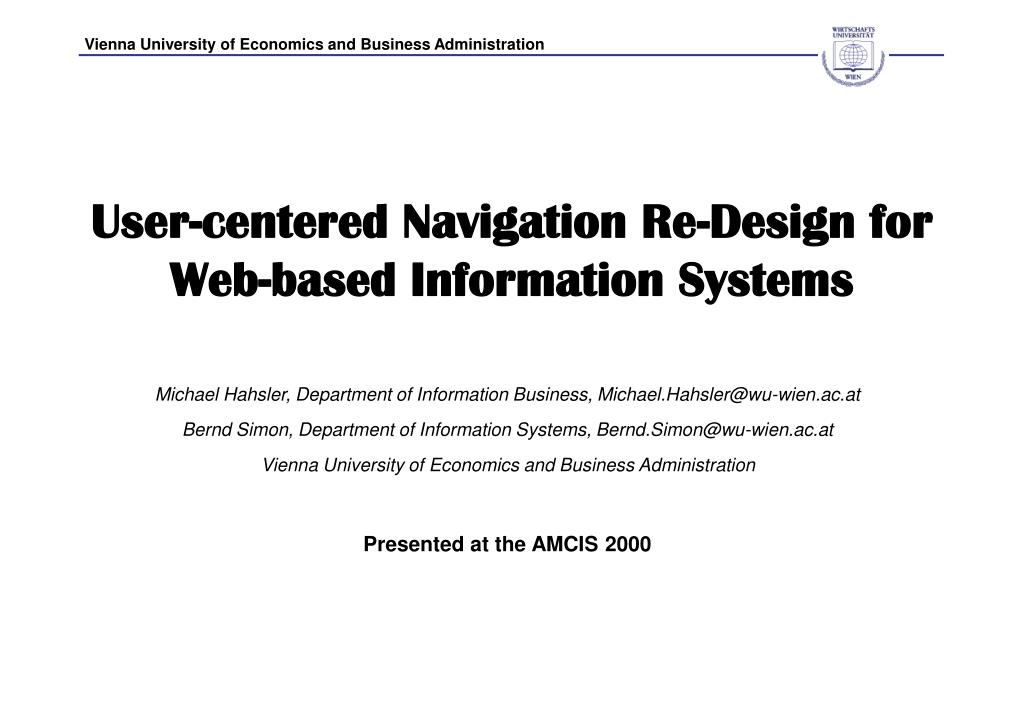 PPT - User-centered Navigation Re-Design for Web-based Information Systems PowerPoint ...