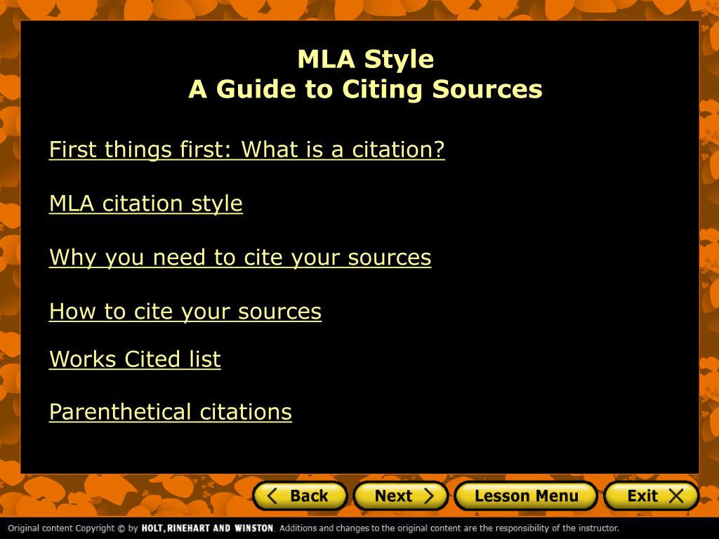 PPT - MLA Style A Guide to Citing Sources PowerPoint Presentation, free ...