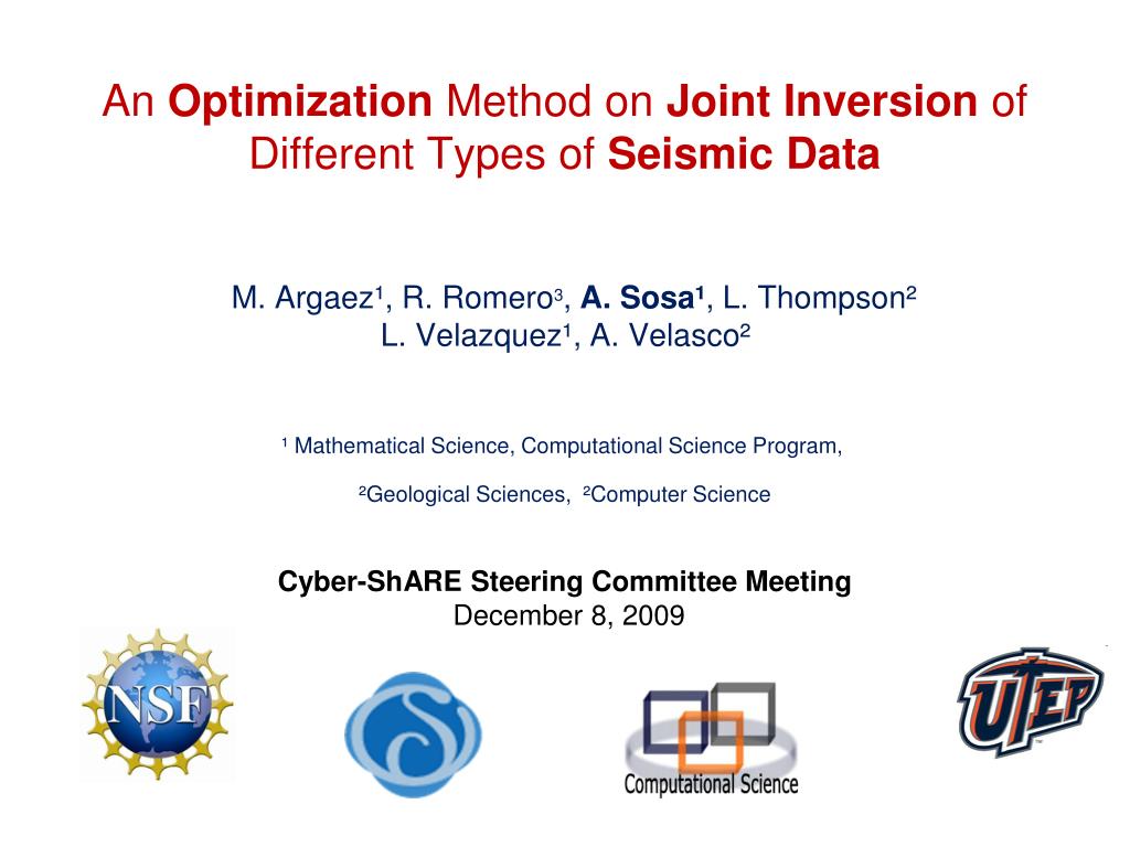 Ppt An Optimization Method On Joint Inversion Of Different Types Of Seismic Data Powerpoint