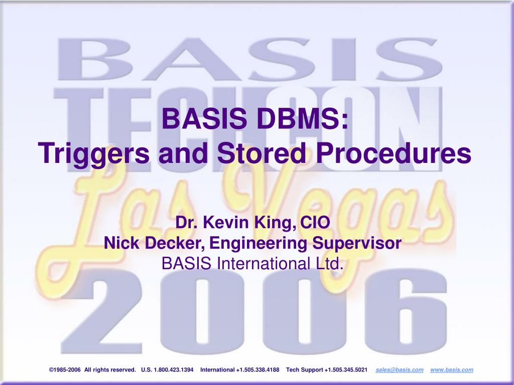 PPT - BASIS DBMS: Triggers and Stored Procedures PowerPoint ...