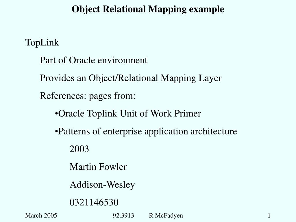 PPT - Object Relational Mapping example PowerPoint Presentation, free ...