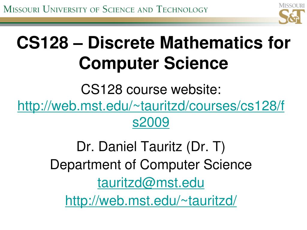 PPT - CS128 – Discrete Mathematics for Computer Science PowerPoint ...