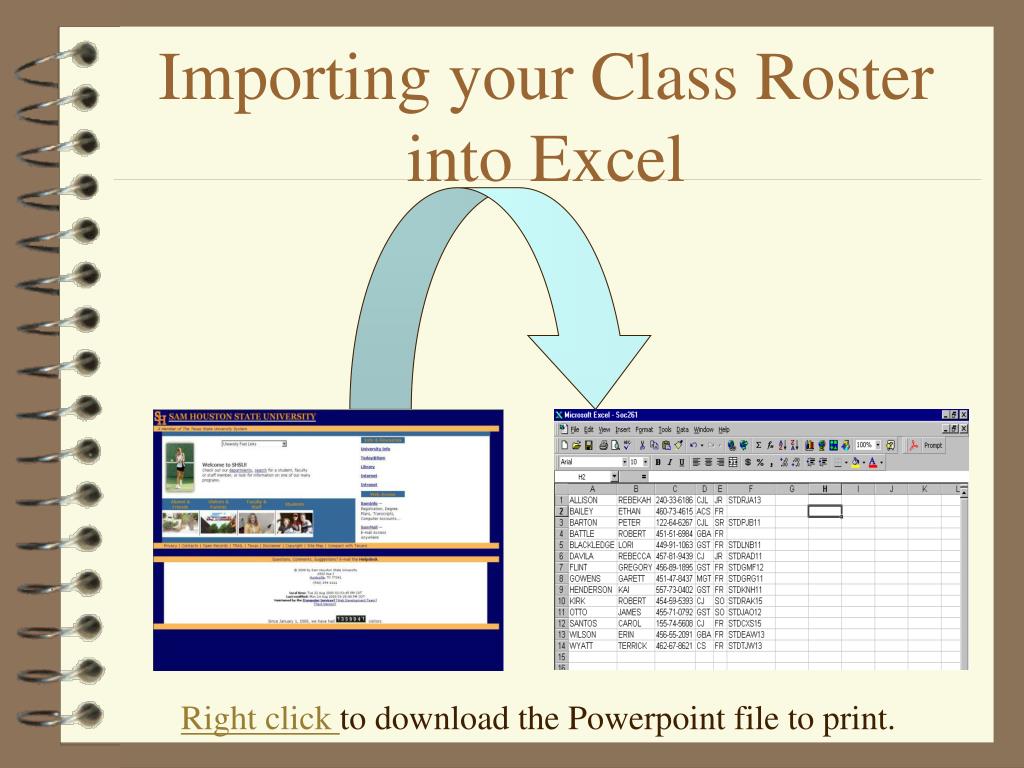 PPT - Importing your Class Roster into Excel PowerPoint Presentation ...