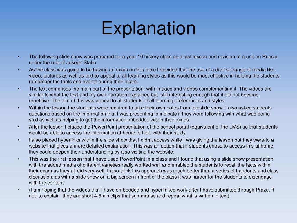 PPT - Explanation PowerPoint Presentation, free download - ID:5490482