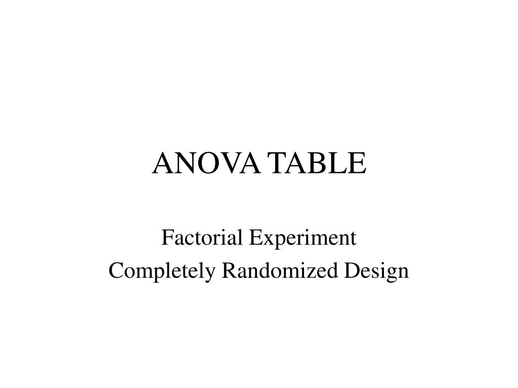 PPT - ANOVA TABLE PowerPoint Presentation, free download - ID:5498956