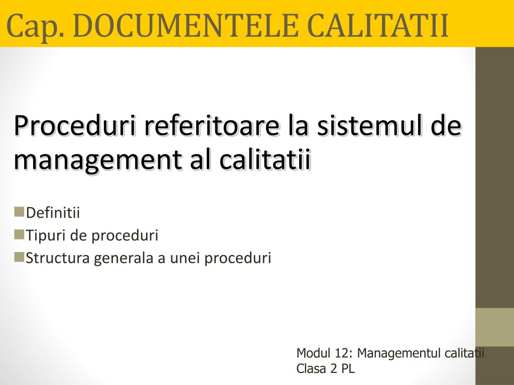 PPT - Cap. DOCUMENTELE CALITATII PowerPoint Presentation, free download ...
