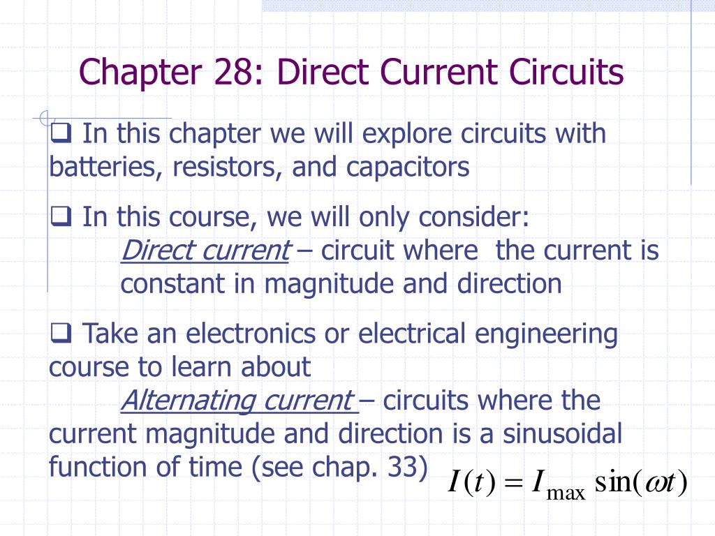 PPT - Chapter 28: Direct Current Circuits PowerPoint Presentation, free ...