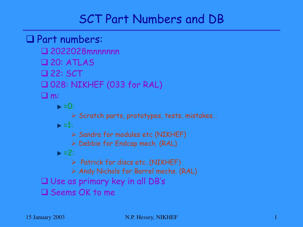PPT - SCT Part Numbers and DB PowerPoint Presentation, free download ...