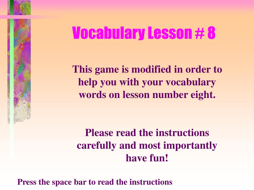 PPT - Vocabulary Lesson # 8 PowerPoint Presentation, free download - ID ...