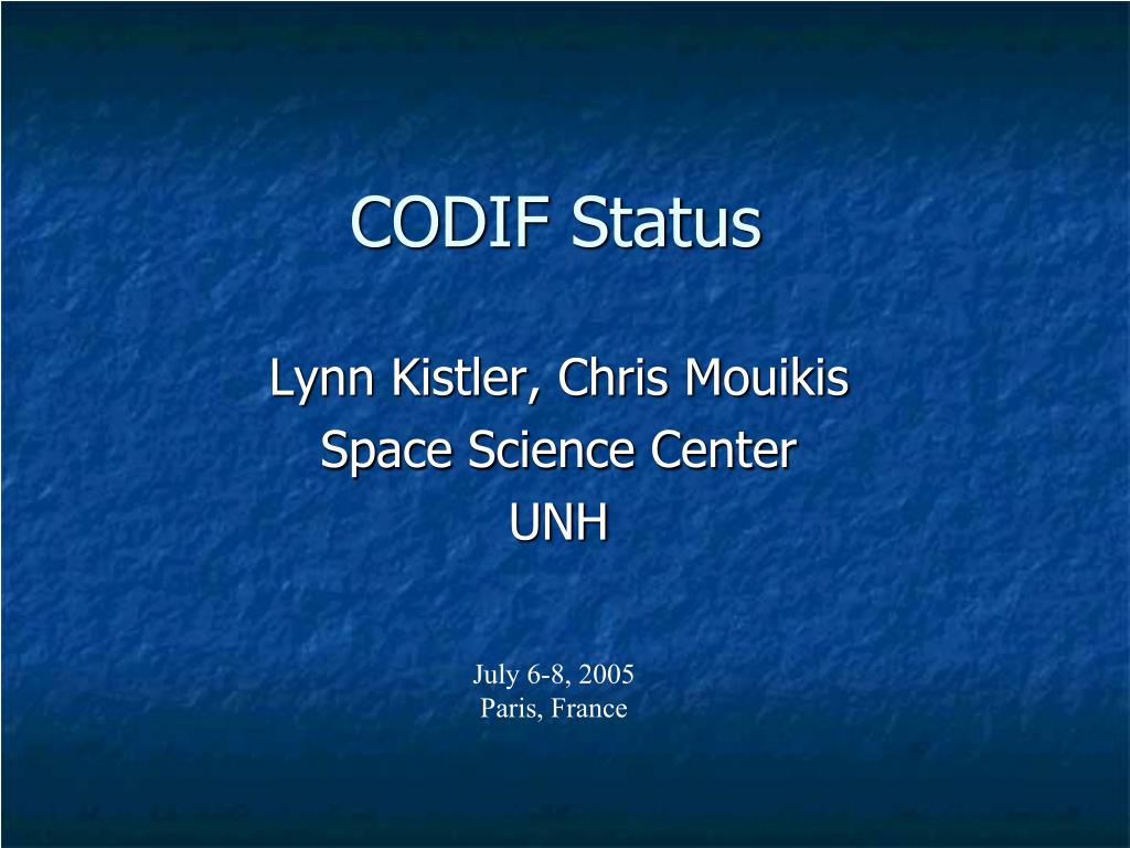 PPT - CODIF Status PowerPoint Presentation, free download - ID:5523051