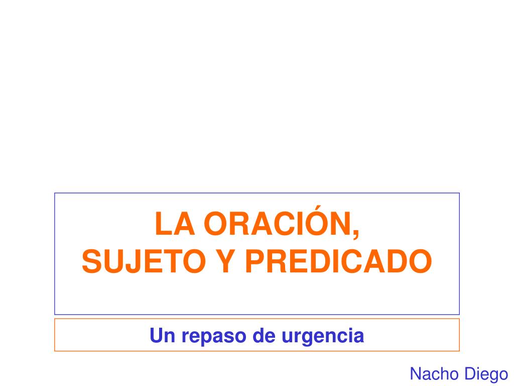PPT - LA ORACIÓN, SUJETO Y PREDICADO PowerPoint Presentation, free ...