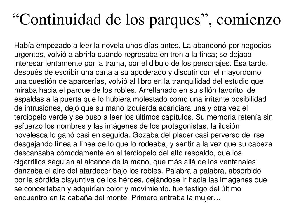 PPT - “ Continuidad de los parques ” , comienzo PowerPoint Presentation ...