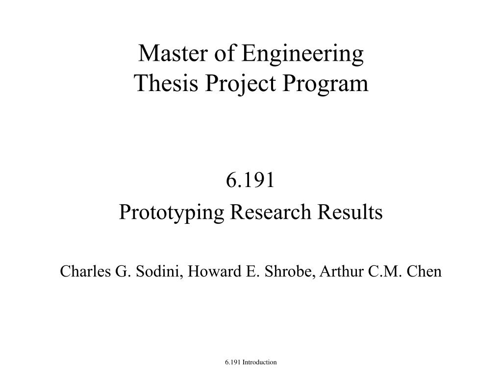 PPT - Master of Engineering Thesis Project Program PowerPoint ...