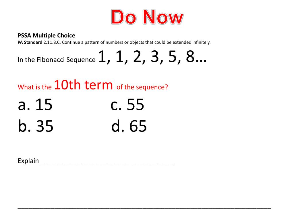 PPT - Fibonacci Sequence: Finding the 10th Term PowerPoint Presentation ...