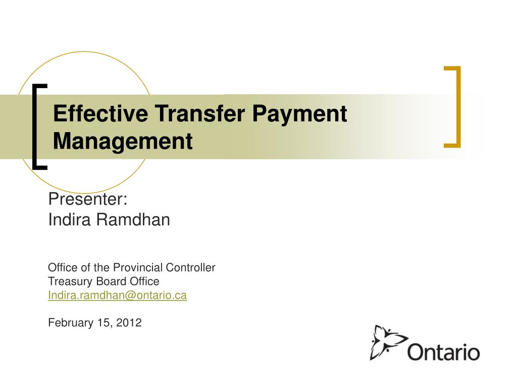 PPT - Effective Transfer Payment Management PowerPoint Presentation ...