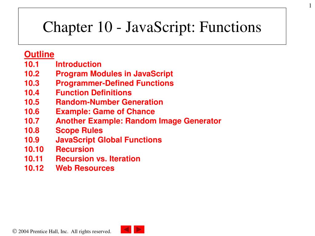 PPT - Chapter 10 - JavaScript: Functions PowerPoint Presentation, free ...