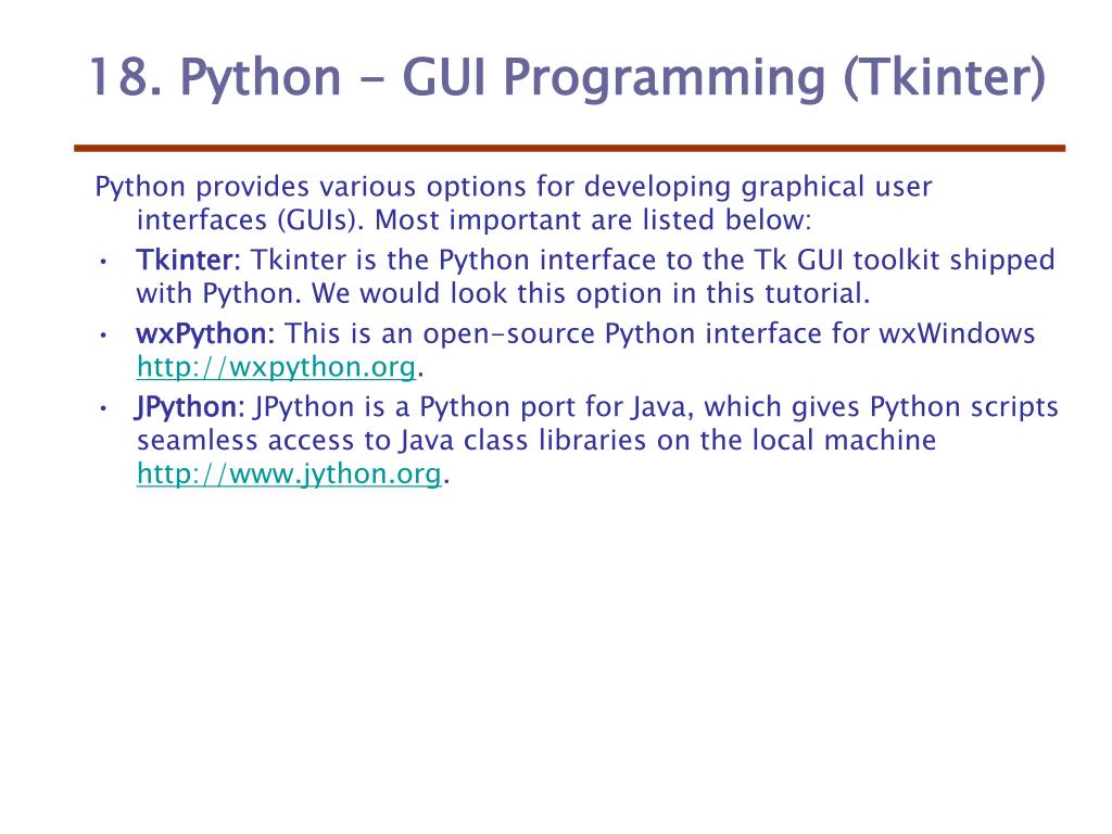 PPT - 18. Python - GUI Programming (Tkinter) PowerPoint Presentation ...