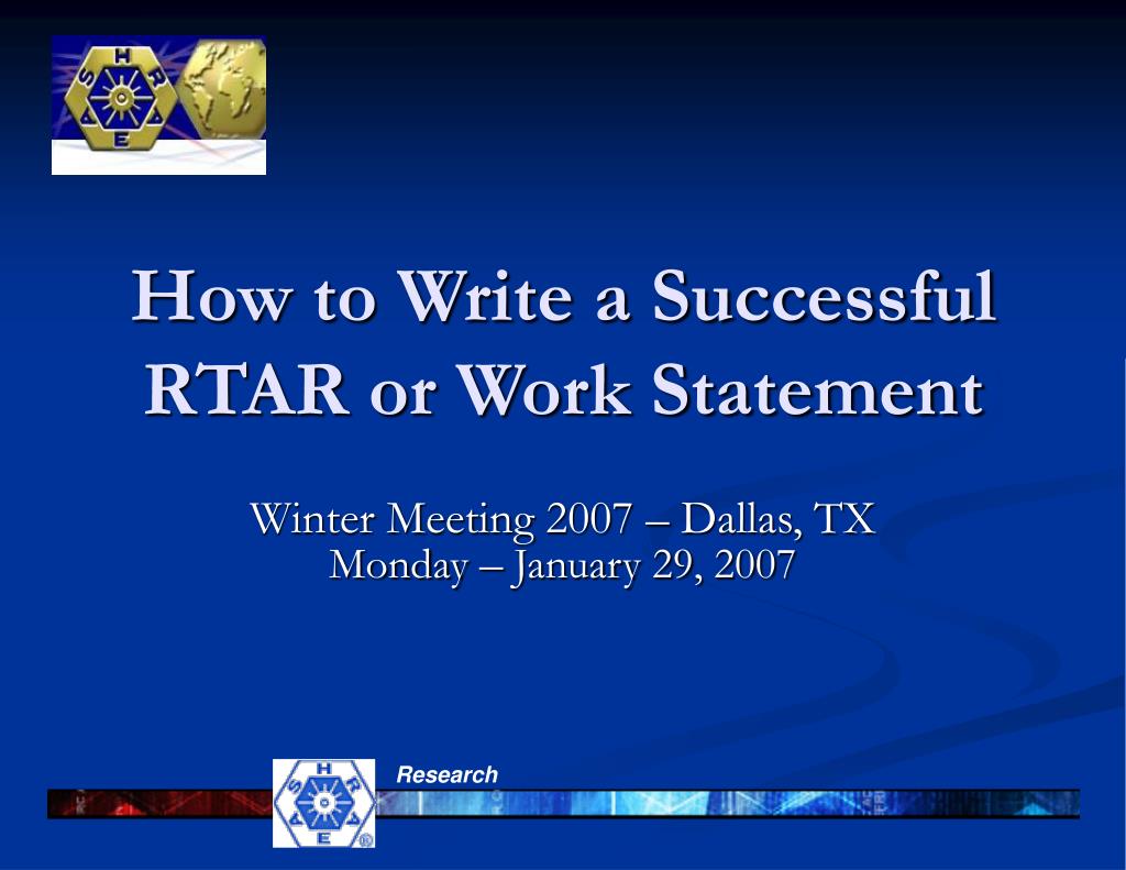PPT - How to Write a Successful RTAR or Work Statement PowerPoint ...