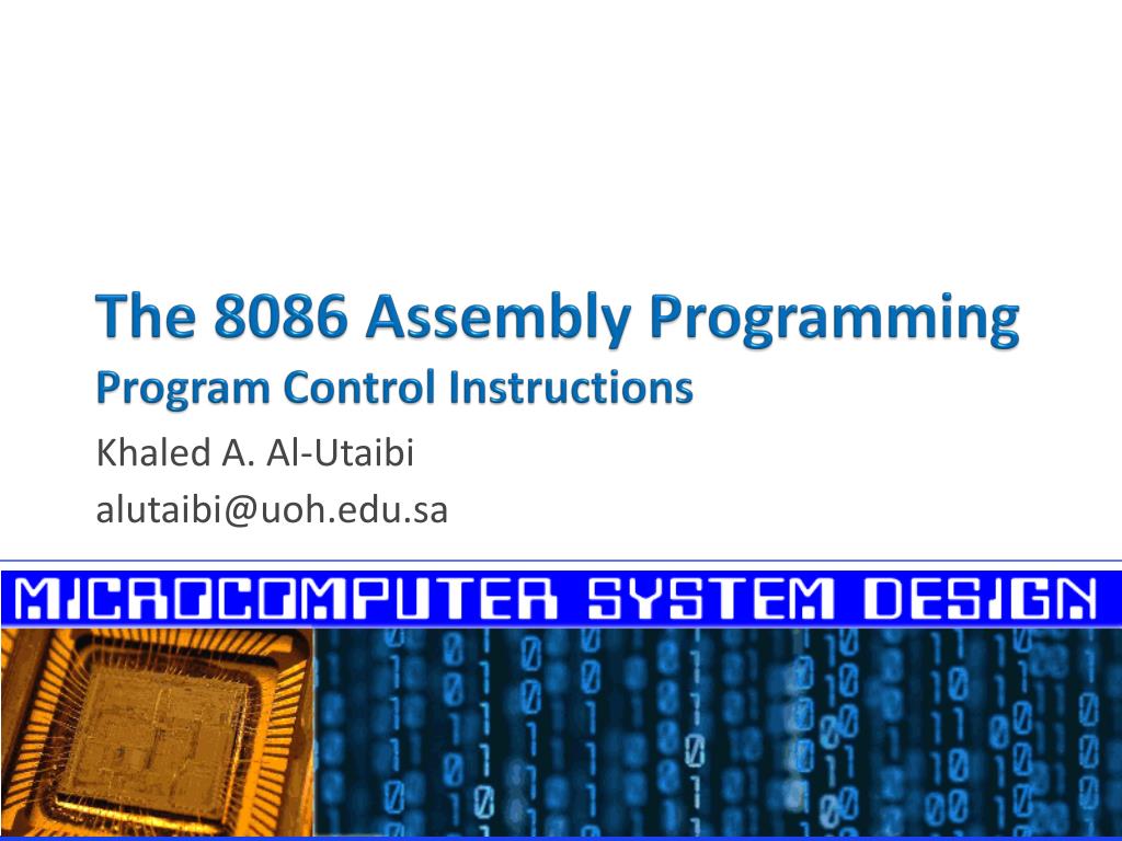 PPT - The 8086 Assembly Programming Program Control Instructions ...