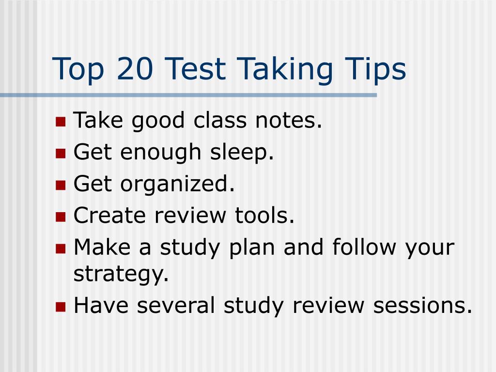 PPT - Top 20 Test Taking Tips PowerPoint Presentation, free download ...
