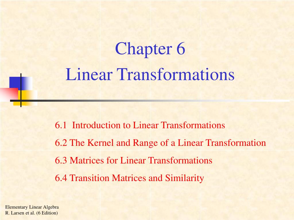 PPT - Chapter 6 Linear Transformations PowerPoint Presentation, free ...