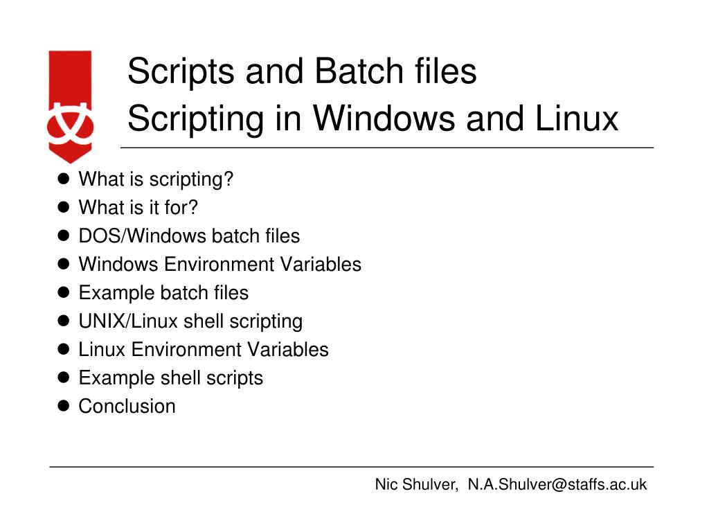 PPT - Scripting in Windows and Linux PowerPoint Presentation, free download - ID:5583596