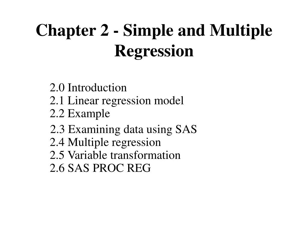 PPT - Chapter 2 - Simple and Multiple Regression PowerPoint ...