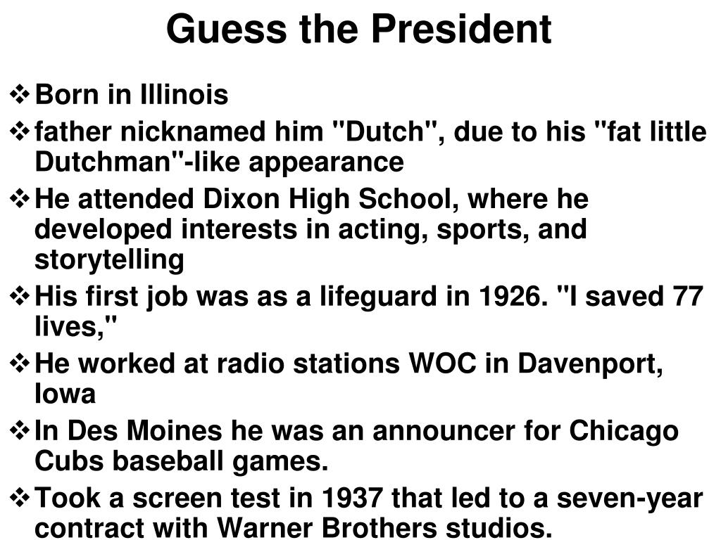 PPT - Guess the President PowerPoint Presentation, free download - ID ...