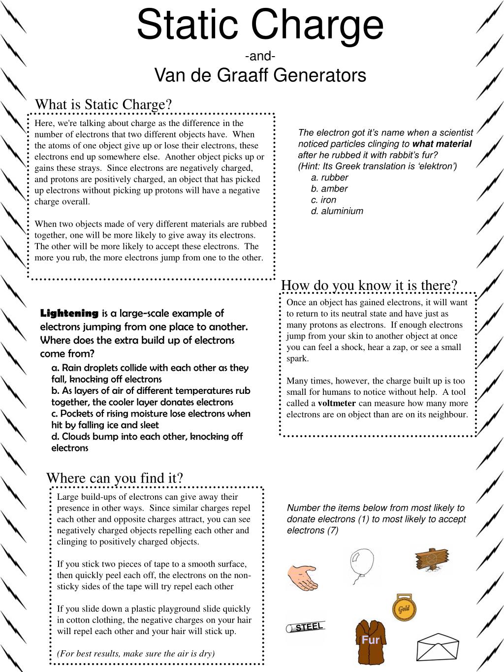 PPT - Static Charge -and- Van de Graaff Generators PowerPoint ...