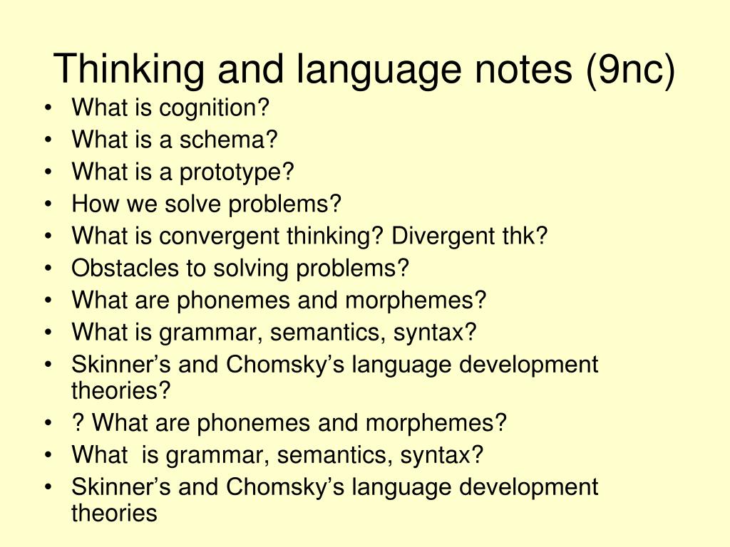 PPT - Thinking and language notes (9nc) PowerPoint Presentation, free ...