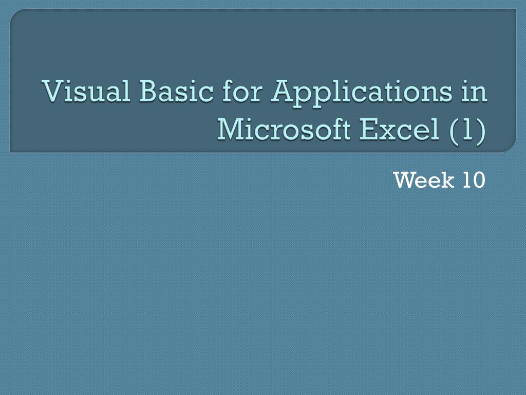 Ppt Visual Basic For Applications In Microsoft Excel 1 Powerpoint